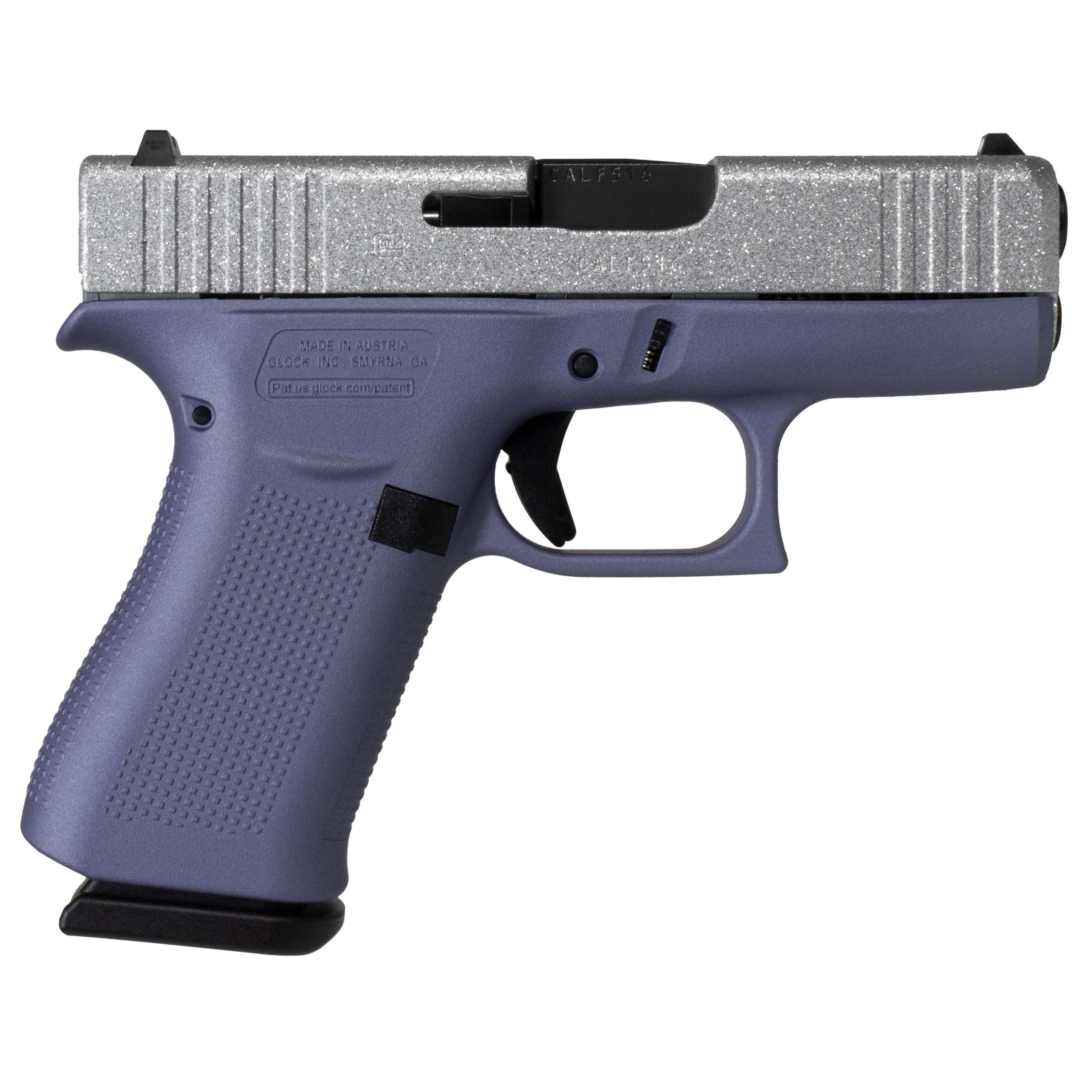 Glock 43x Custom “Crushed Orchid Frame/Crushed Sliver Glitter Slide ...